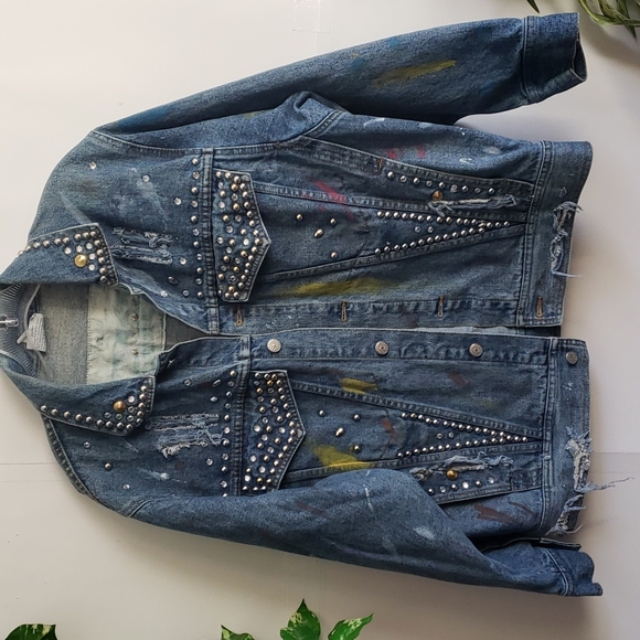 Vintage America | Jackets & Coats | Freego Paint Splatter Distressed ...